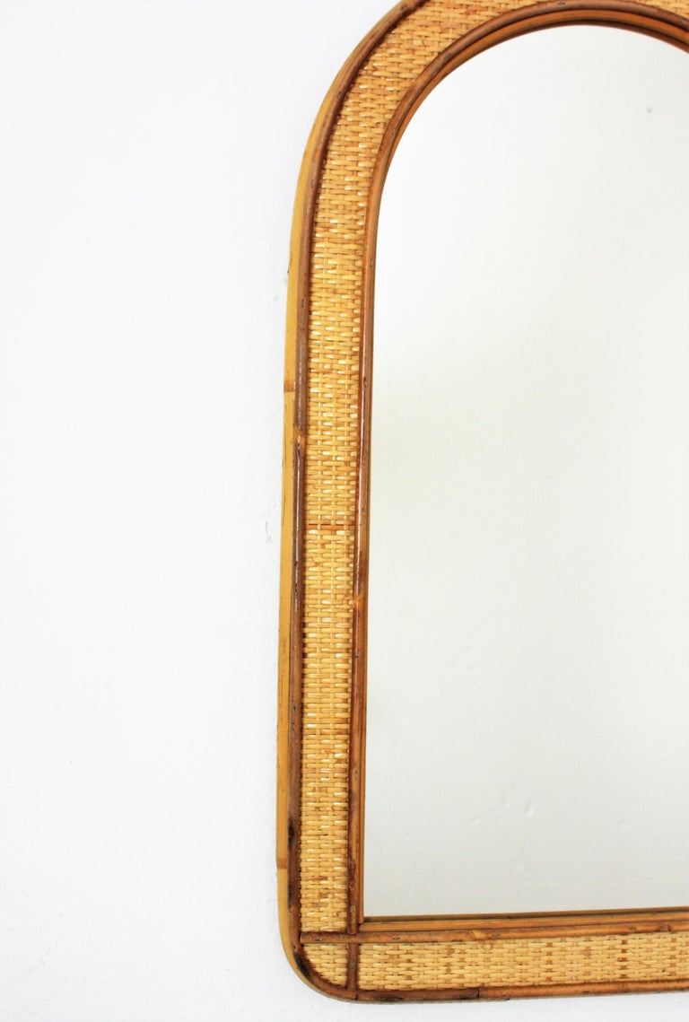 Arched Large Mirror in Rattan and Woven Wicker For Sale at 1stDibs