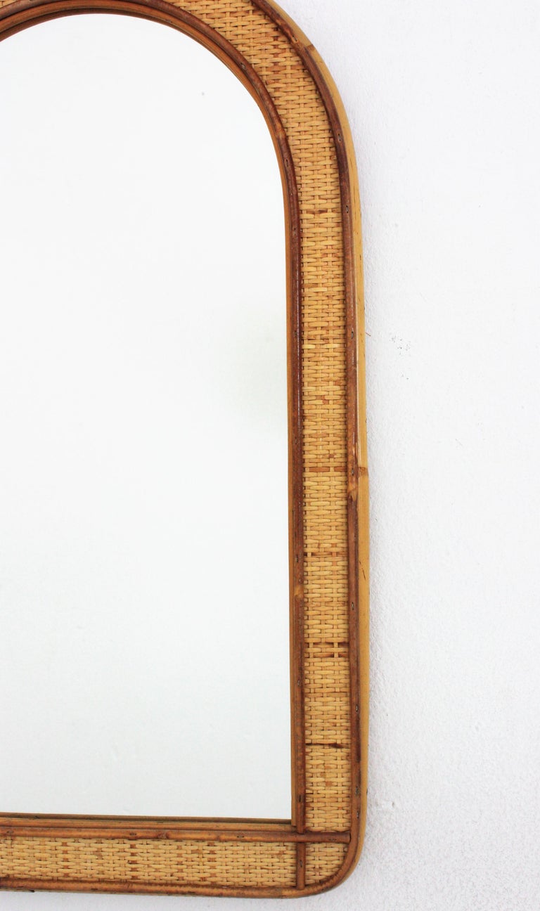 Arched Large Mirror in Rattan and Woven Wicker For Sale at 1stDibs