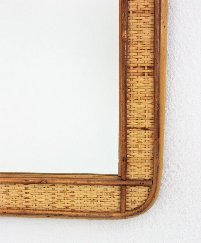 Arched Large Mirror in Rattan and Woven Wicker For Sale at 1stDibs
