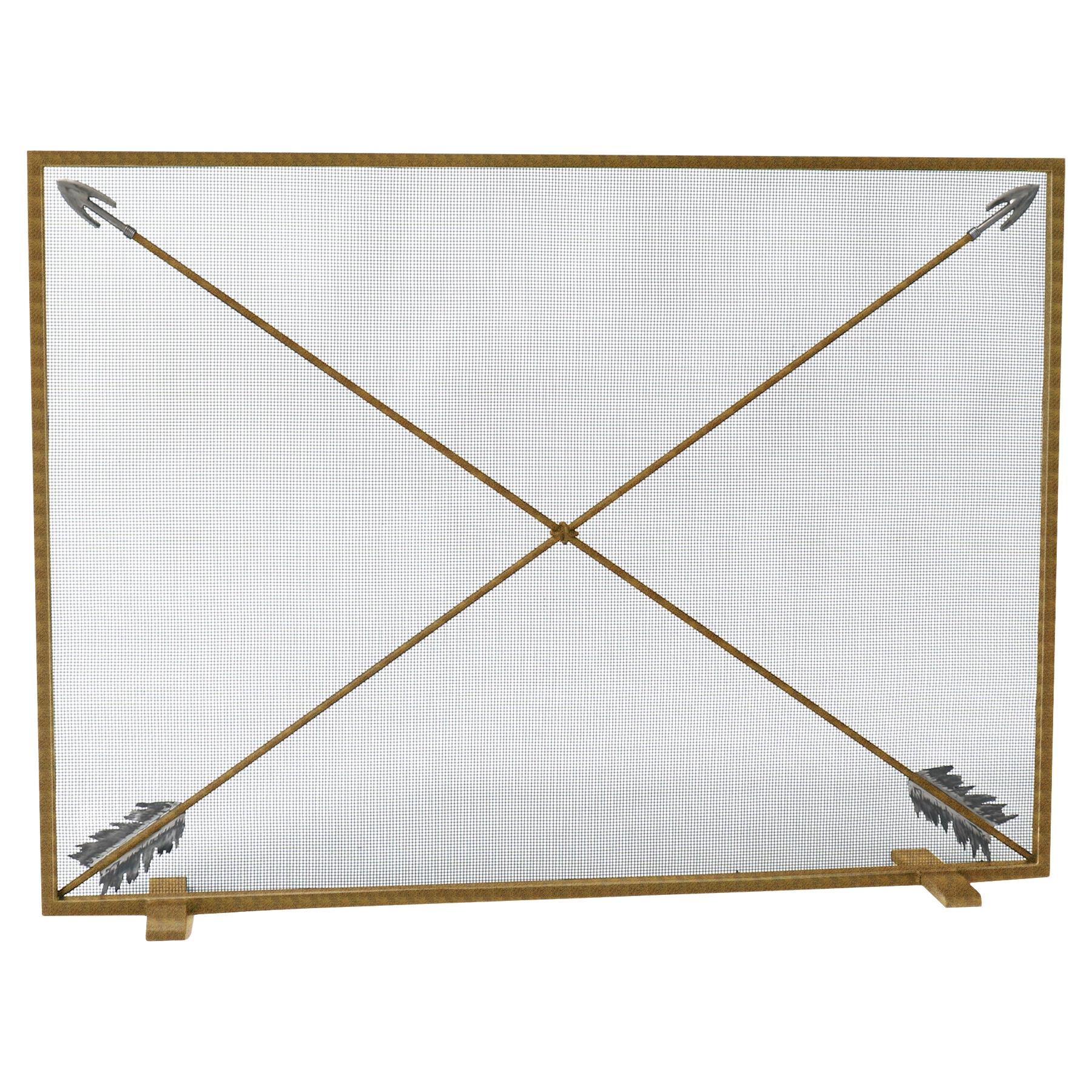 Archer Fireplace Screen in Aged Gold For Sale at 1stDibs