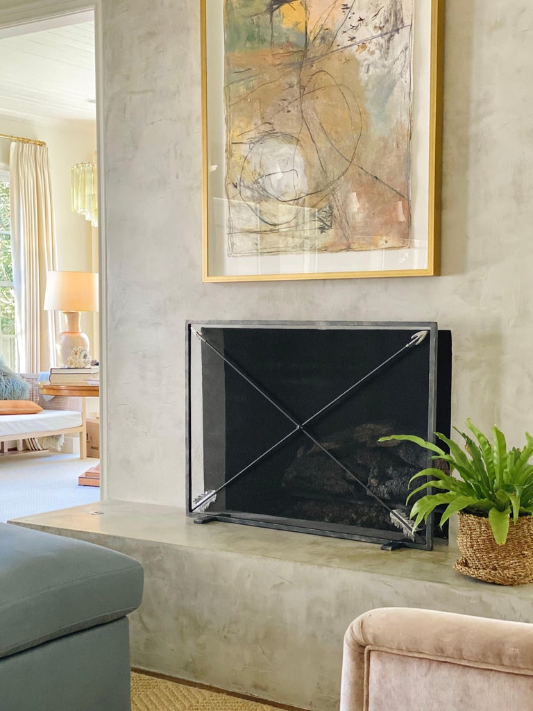 Archer Fireplace Screen in Aged Gold For Sale at 1stDibs
