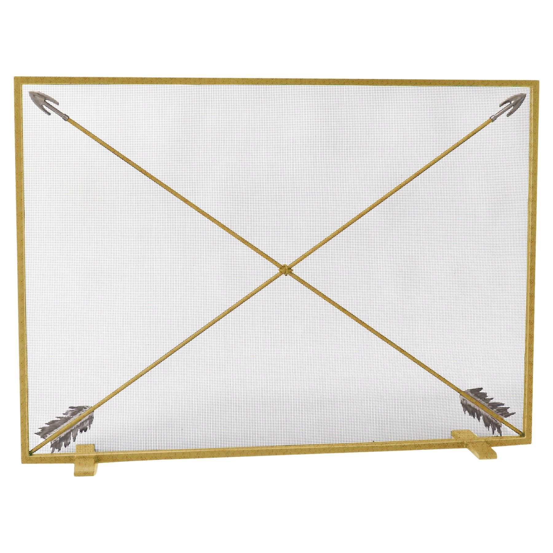 Archer Fireplace Screen in Aged Gold For Sale at 1stDibs