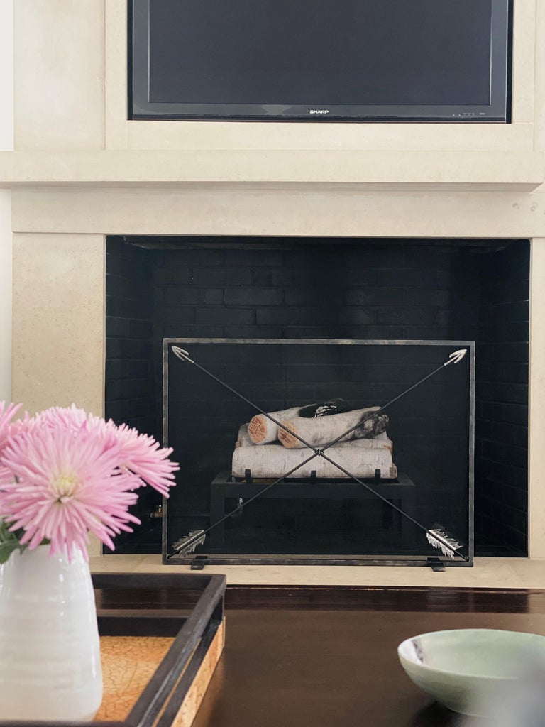 Archer Fireplace Screen in Verdigris For Sale at 1stDibs
