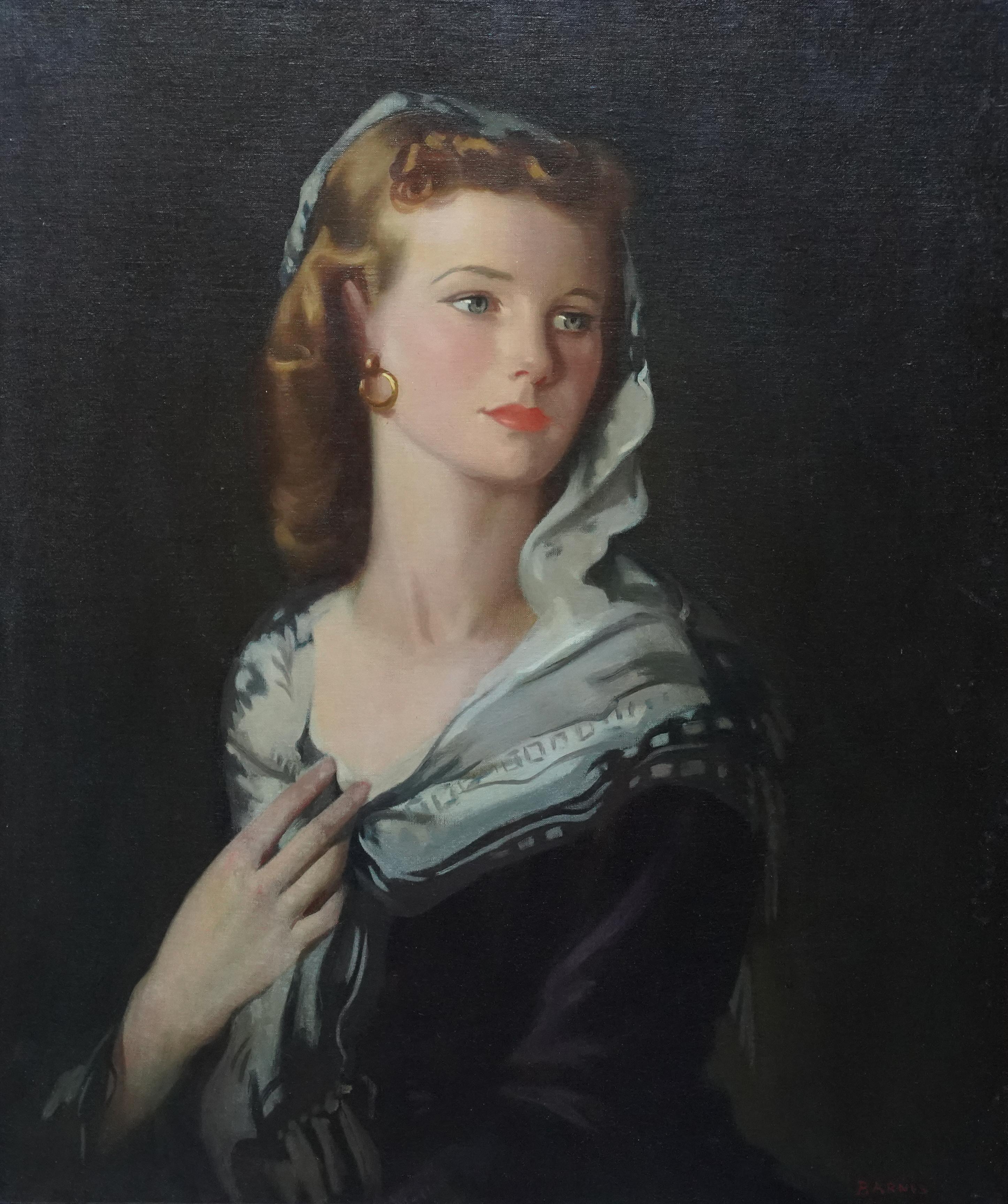 Archibald Barnes - Portrait of a Lady with Covered Head - British art ...