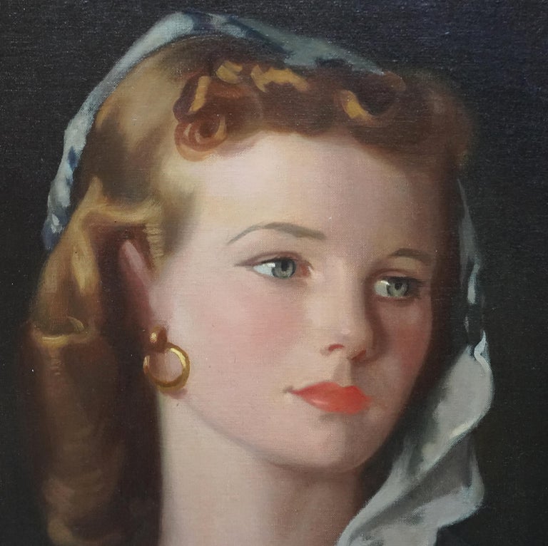 Archibald Barnes - Portrait of a Lady with Covered Head - British art ...