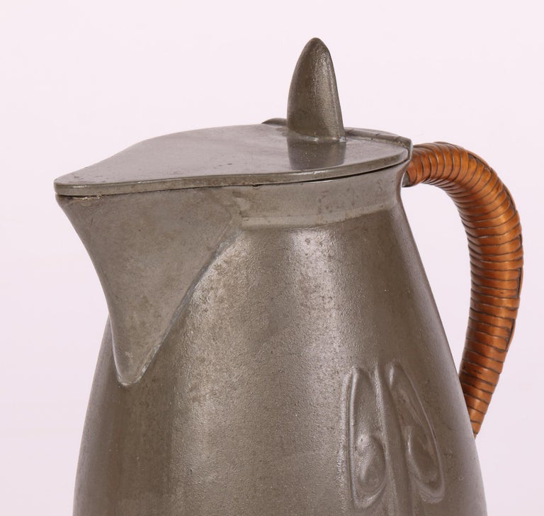 Archibald Knox Tudric Art Nouveau Lidded Pewter Jug For Sale at 1stDibs