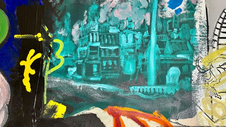 Archie Rand - Large Archie Rand Abstract Expressionist Cartoon Oil ...