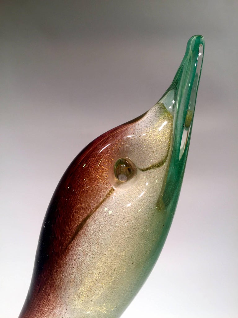 Archimede Seguso 1950 Multi-Color Duck in Murano Glass "Sfumatto Oro ...