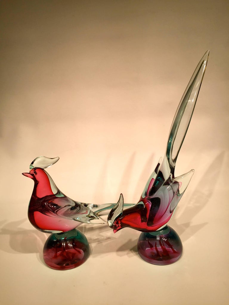 Archimede Seguso 1950 Pink and Blue Pair in Murano Glass For Sale at ...