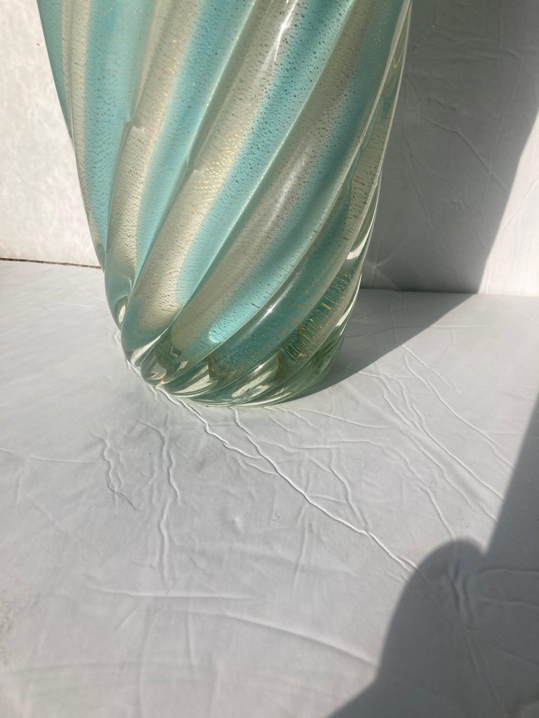 Archimede Seguso Large Gold Flakes Opaline Murano Glass Vase For Sale ...