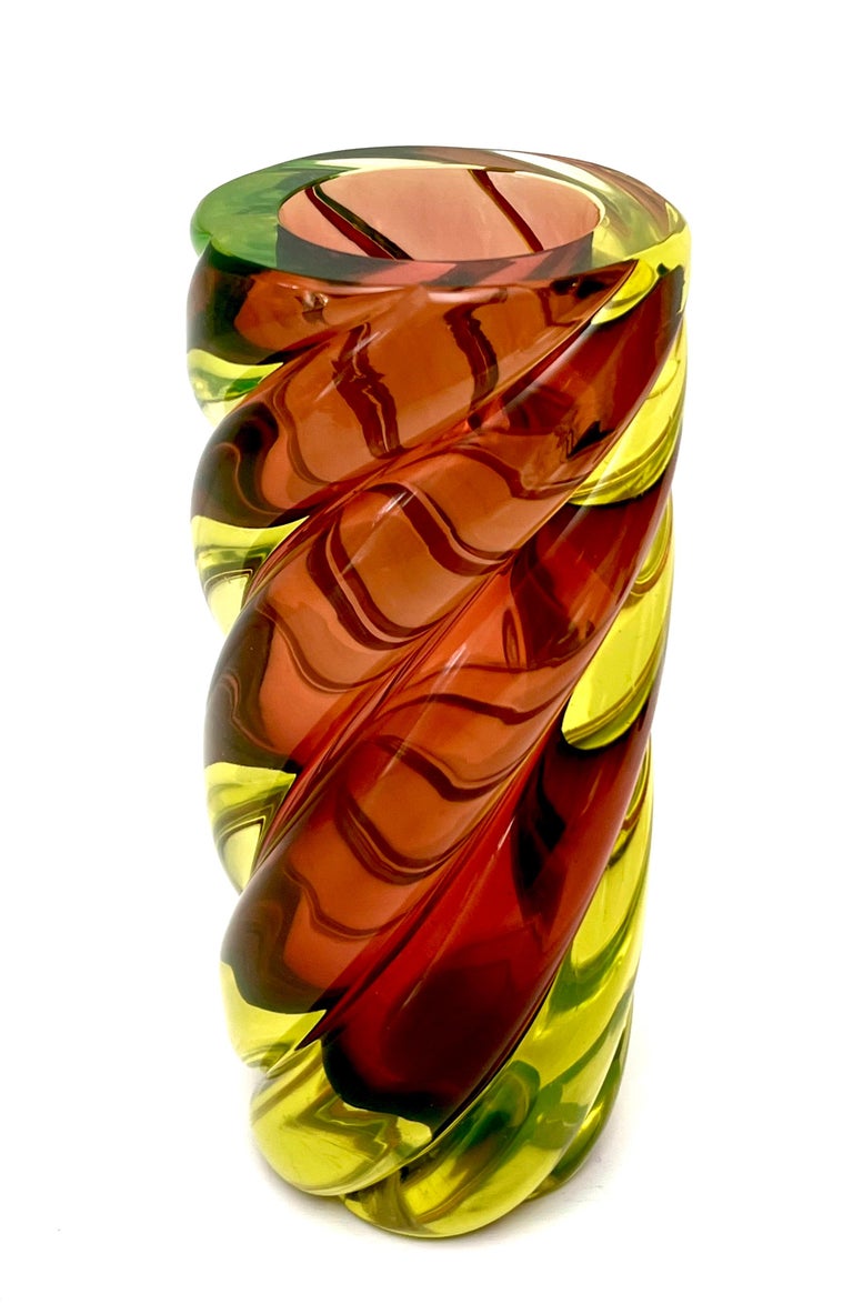 Archimede Seguso Large Ribbed Vase for Seguso Vetri d'Arte For Sale at ...