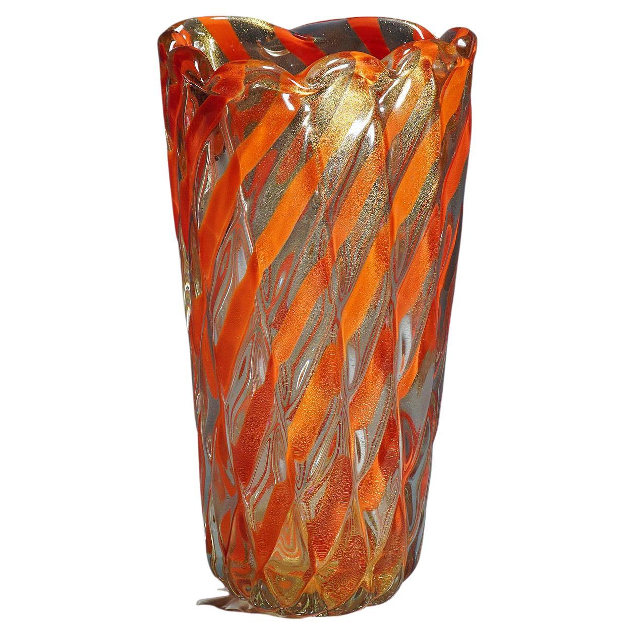 Blue Twisted Murano Glass Vase from Seguso, 1960s For Sale at 1stDibs