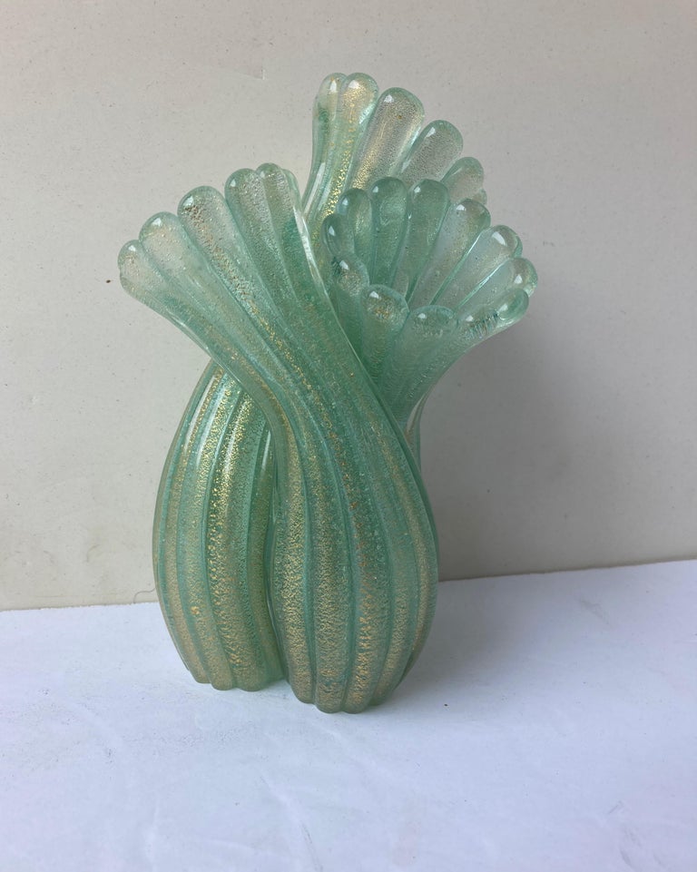 Archimede Seguso, Murano Glass/Gold, Rare Vase "Three Element" Signed ...