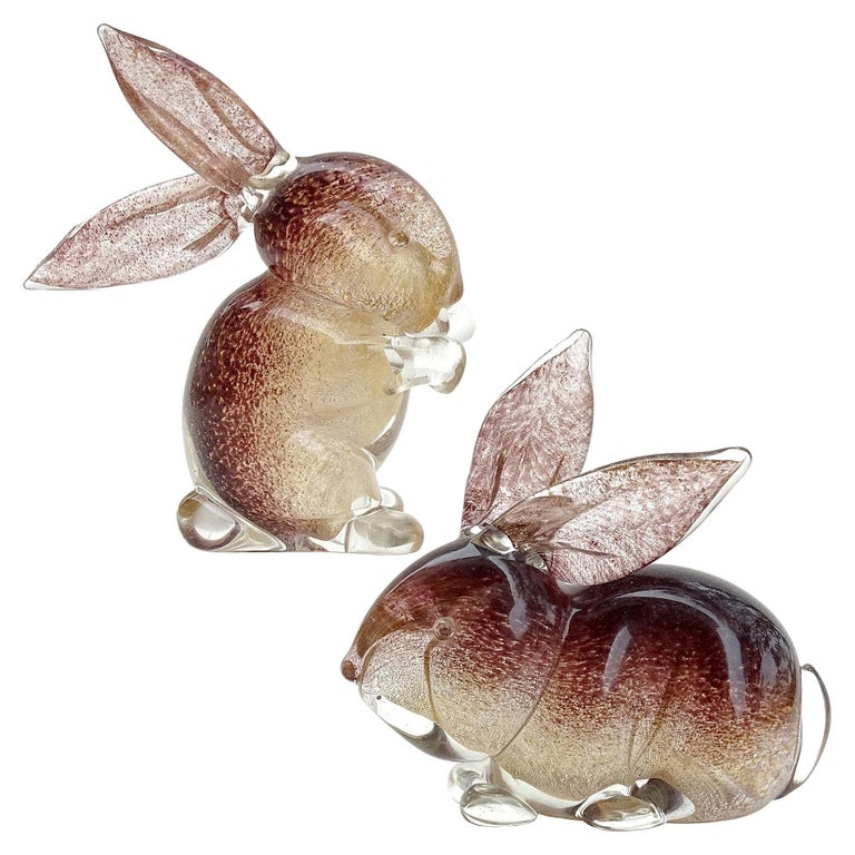Archimede Seguso Murano Gold Flecks Italian Art Glass Bunny Rabbit ...