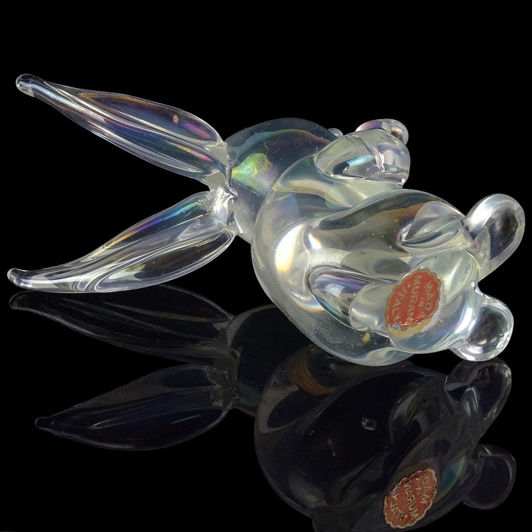 Archimede Seguso Murano Iridescent Italian Art Glass Bunny Rabbit ...