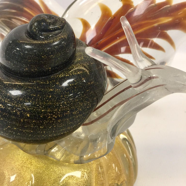 Archimede Seguso Murano Multicolor Glass with Gold Snail, circa 1950 ...