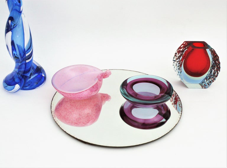 Archimede Seguso Murano Purple Sommerso Art Glass Bowl For Sale at 1stDibs