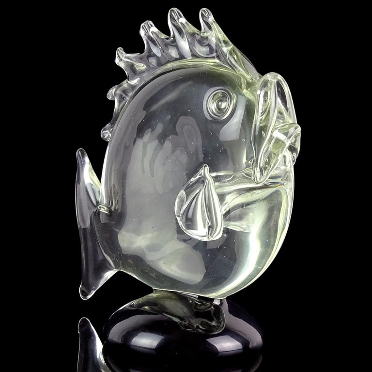 Archimede Seguso Murano Signed Black Clear Italian Art Glass Fish ...