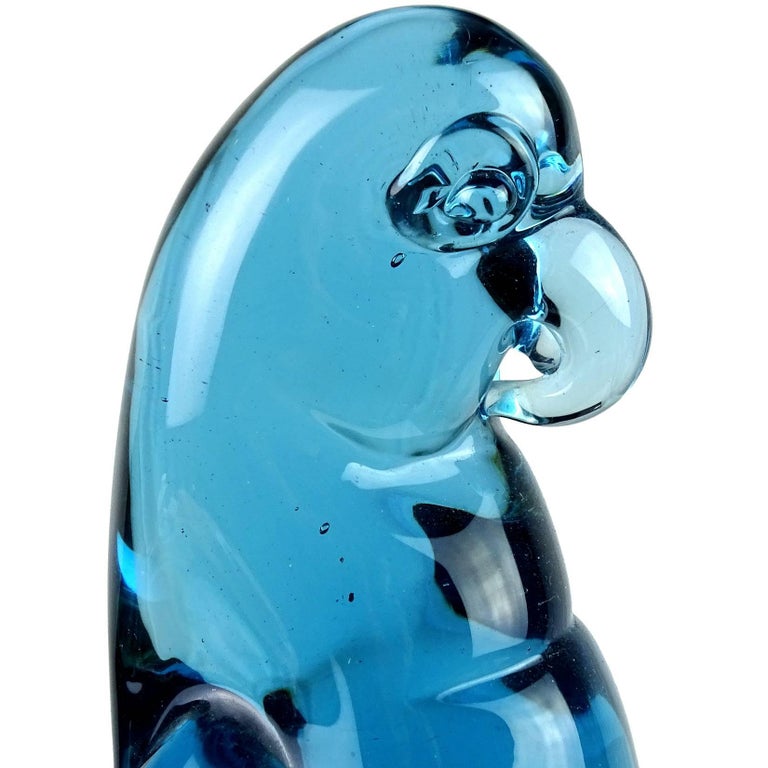 Archimede Seguso Murano Slate Blue Italian Art Glass Parrot Bird ...