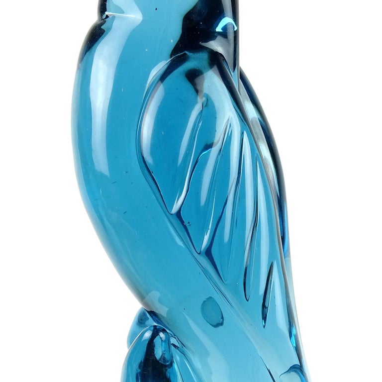 Archimede Seguso Murano Slate Blue Italian Art Glass Parrot Bird ...
