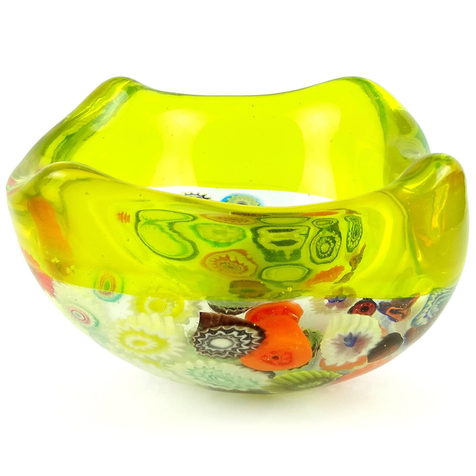 Archimede Seguso Murano Yellow Millefiori Canes Italian Art Glass ...