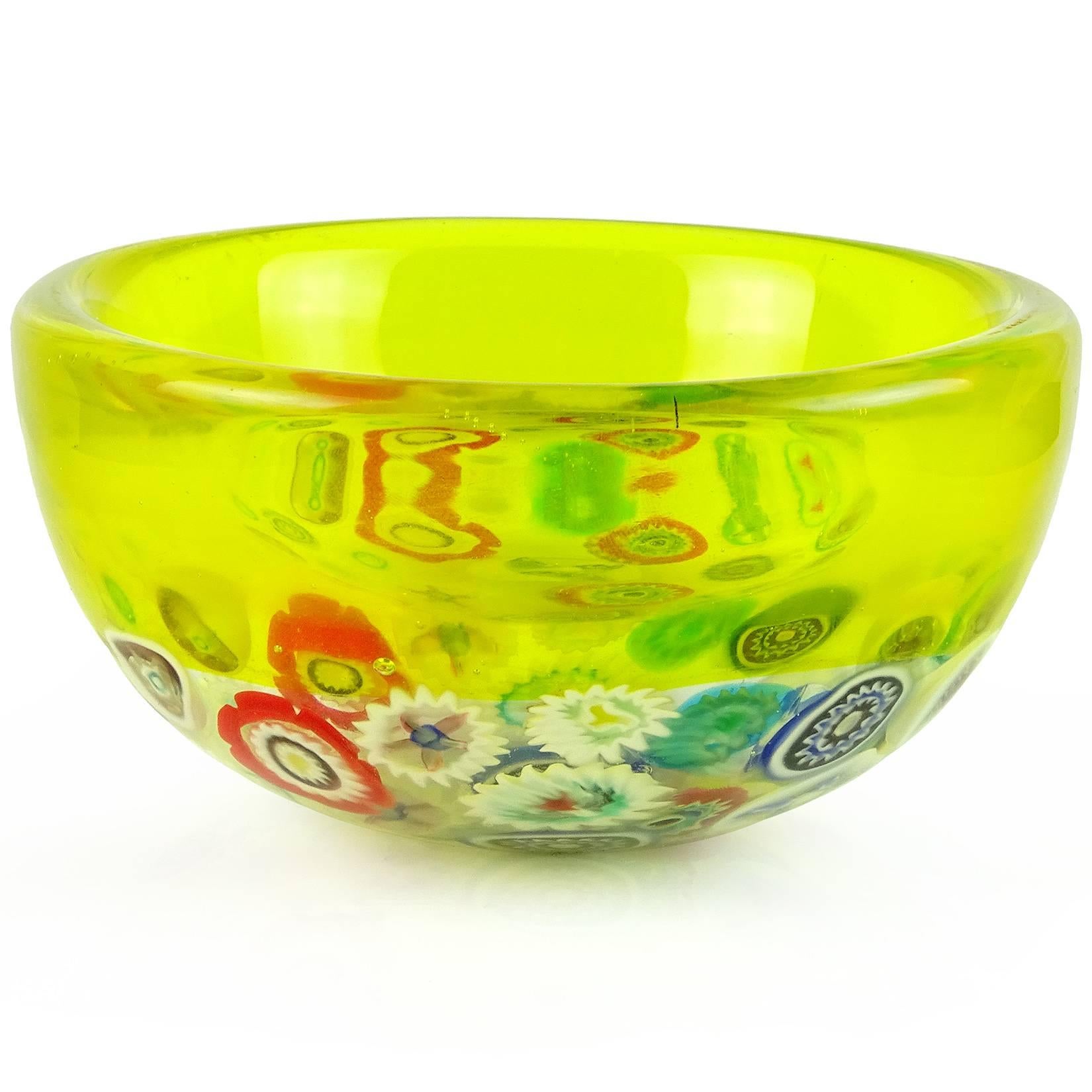 Archimede Seguso Murano Yellow Millefiori Canes Italian Art Glass ...