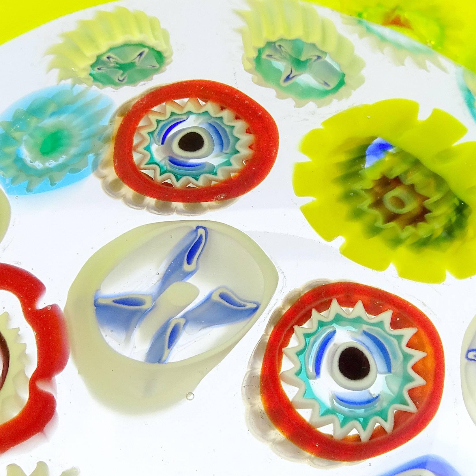 Archimede Seguso Murano Yellow Millefiori Canes Italian Art Glass ...