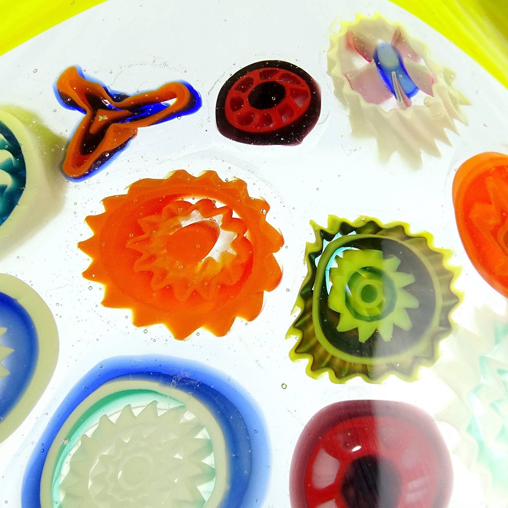 Archimede Seguso Murano Yellow Millefiori Canes Italian Art Glass ...