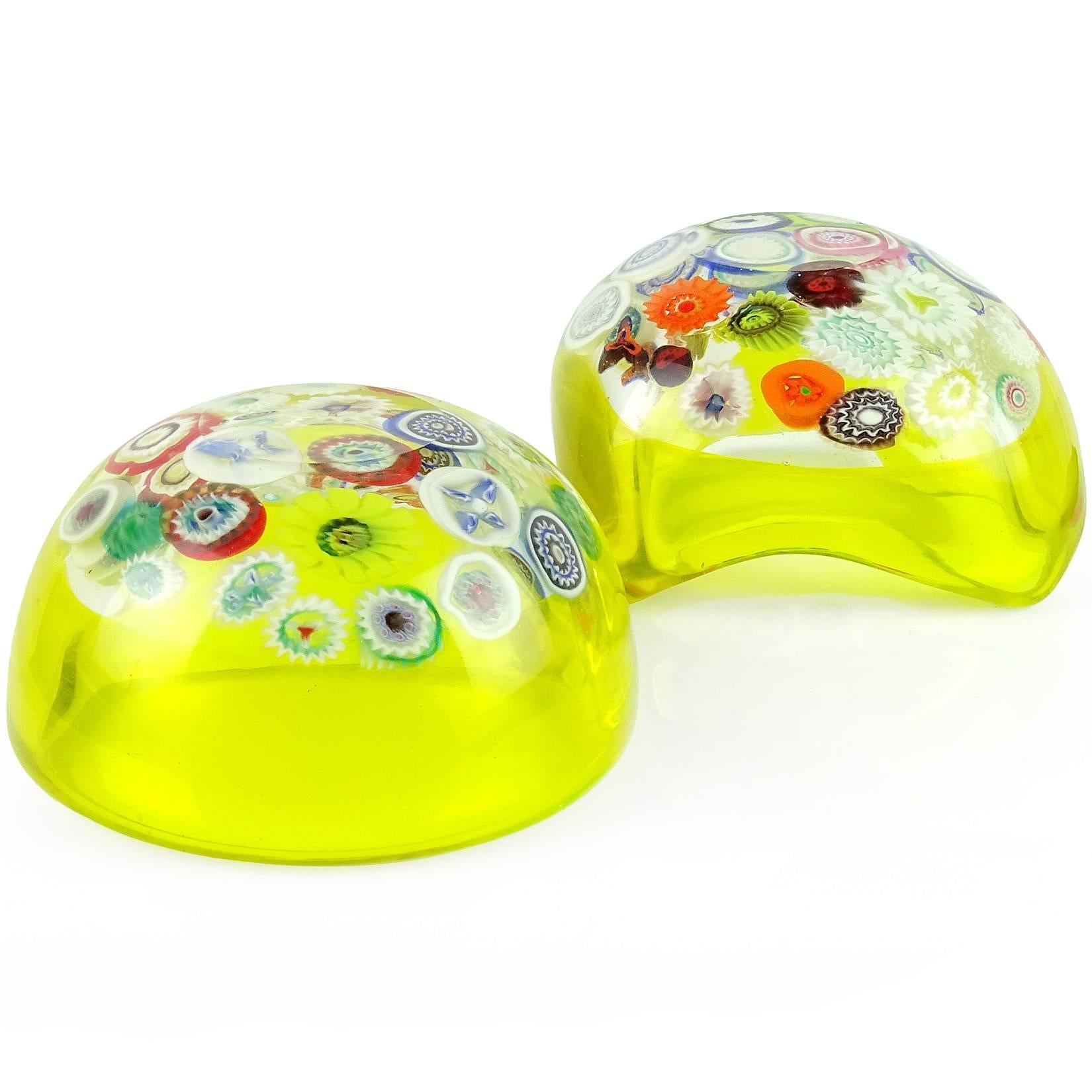 Archimede Seguso Murano Yellow Millefiori Canes Italian Art Glass ...