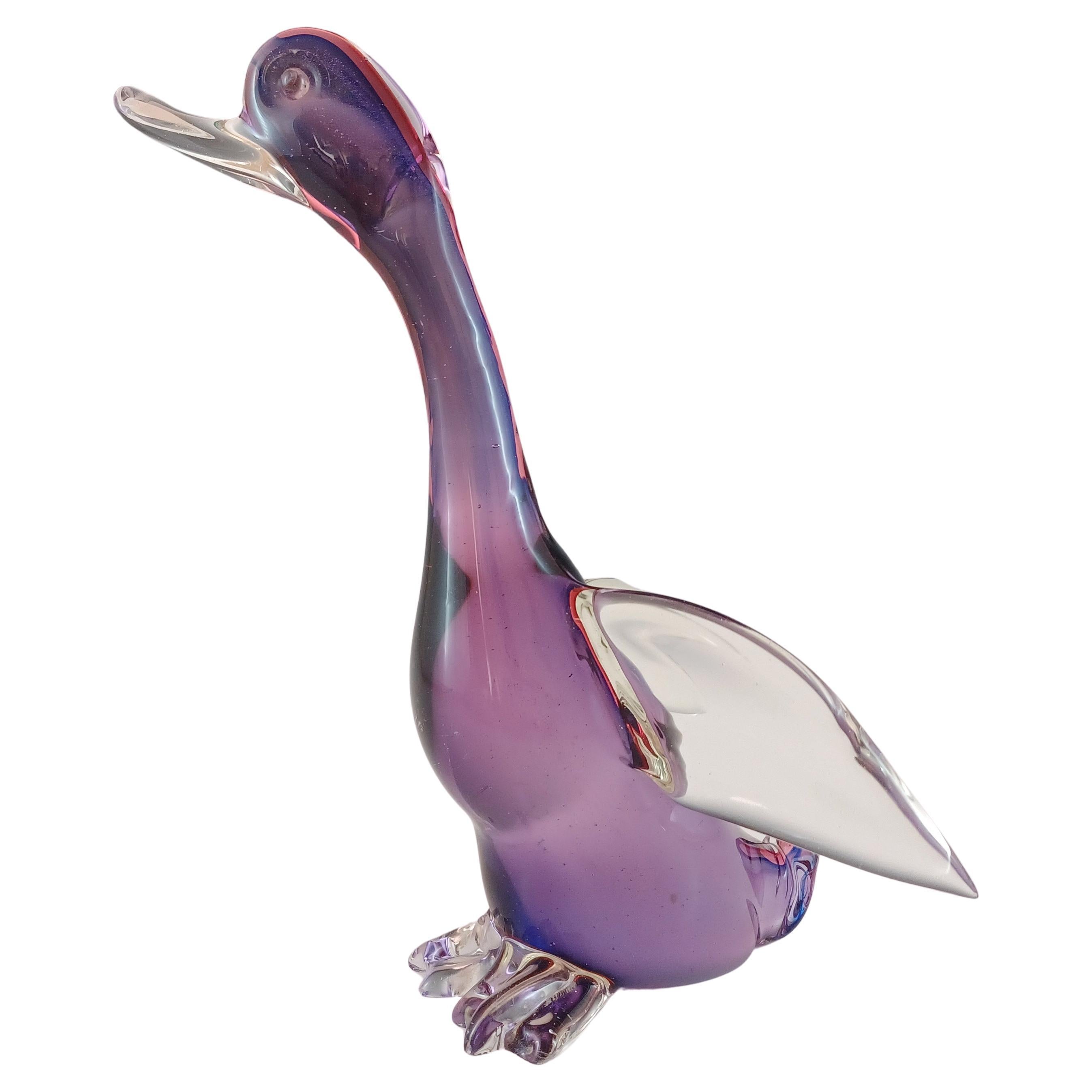 Archimede Seguso Purple and Pink Sommerso Glass Duck / Swan For Sale at ...