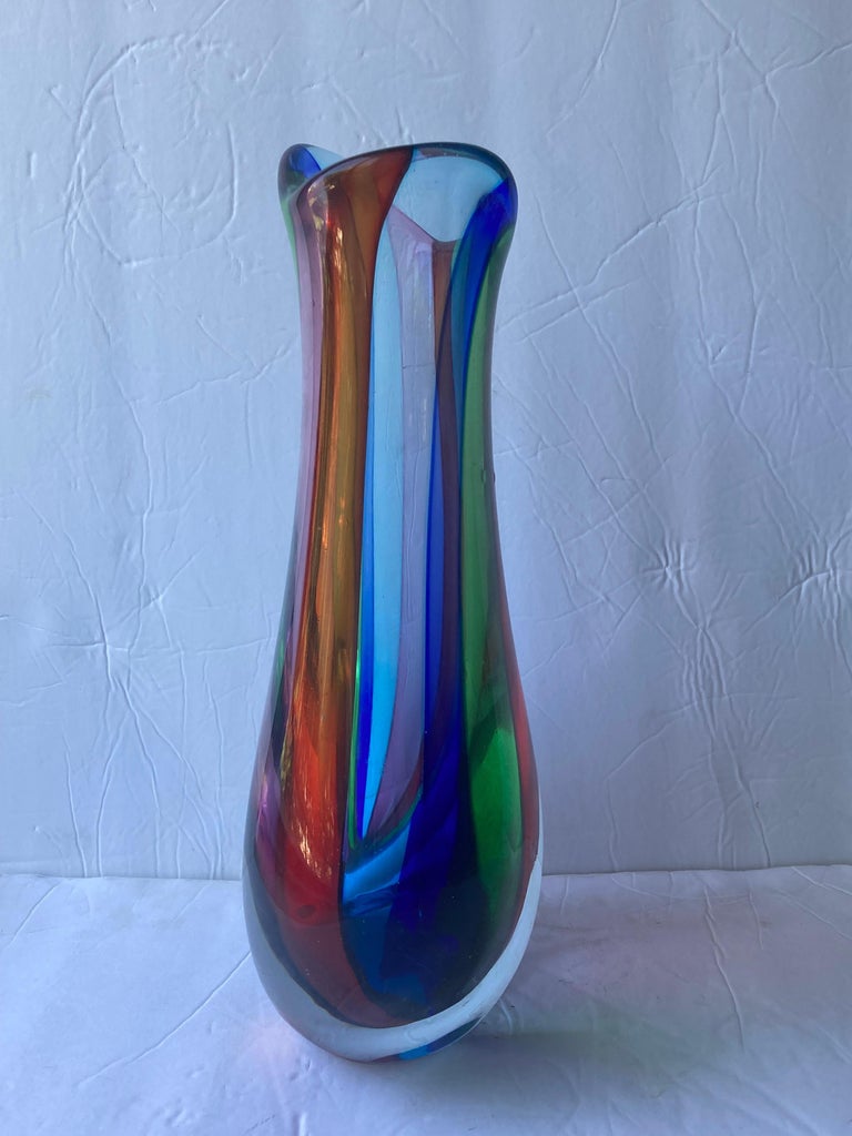 Archimede Seguso Style Murano Glass, Carnival Vase For Sale at 1stDibs