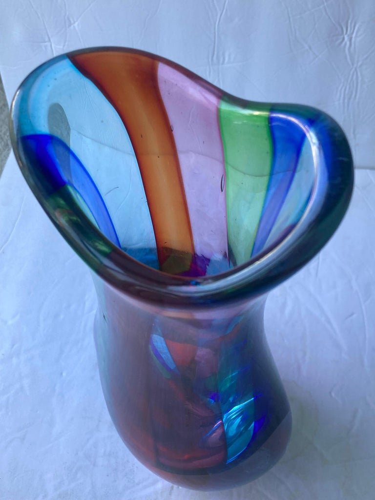 Archimede Seguso Style Murano Glass, Carnival Vase For Sale at 1stDibs