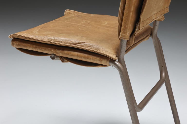 Cognacfarbene Stahl-Esszimmerstühle des Architekten Raymond Rombouts ...