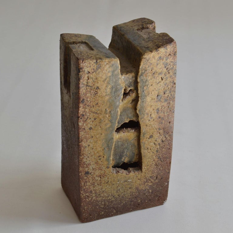 Architectural Abstract Ceramic Sculpture in Earth Tones For Sale at 1stDibs