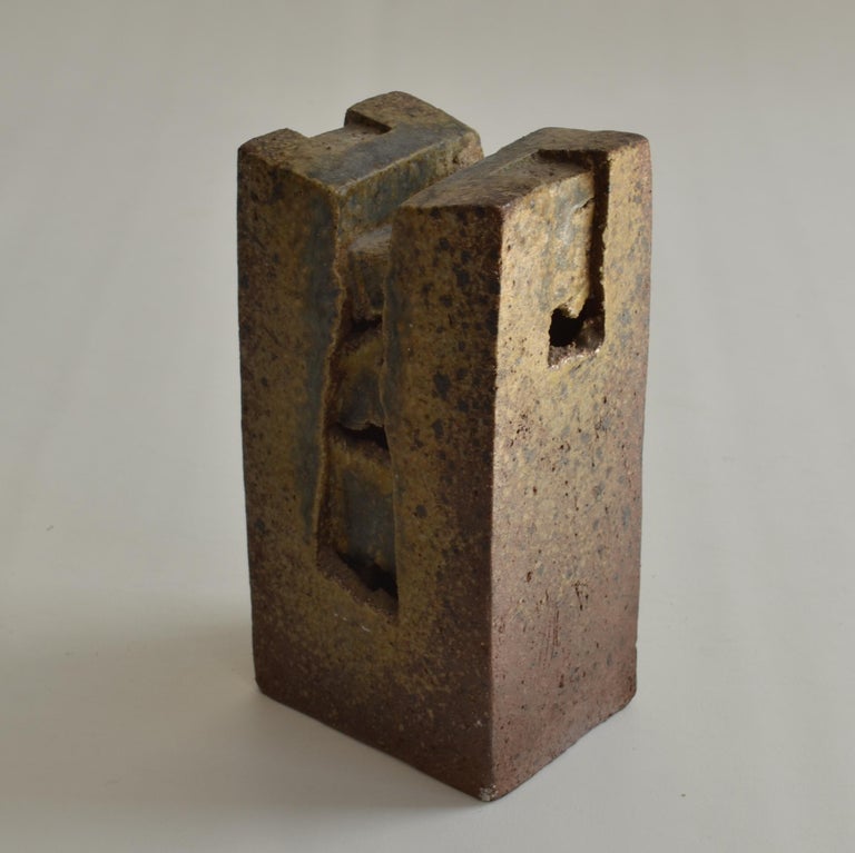 Architectural Abstract Ceramic Sculpture in Earth Tones For Sale at 1stDibs