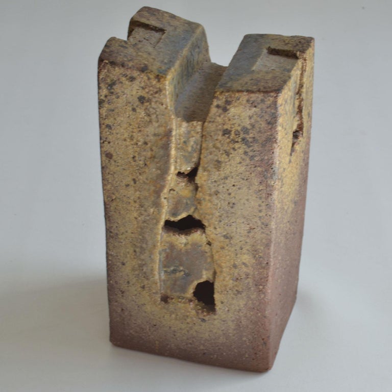 Architectural Abstract Ceramic Sculpture in Earth Tones For Sale at 1stDibs
