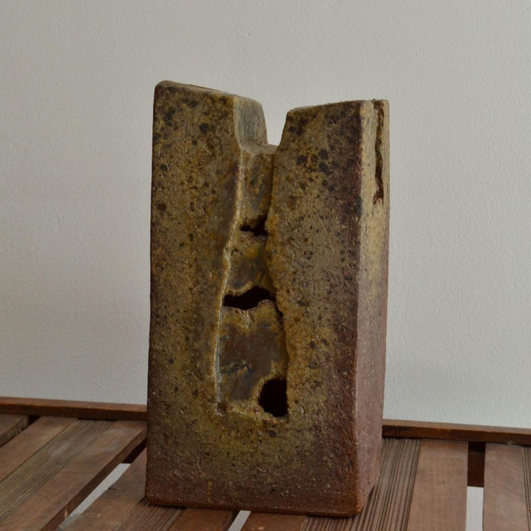 Architectural Abstract Ceramic Sculpture in Earth Tones For Sale at 1stDibs