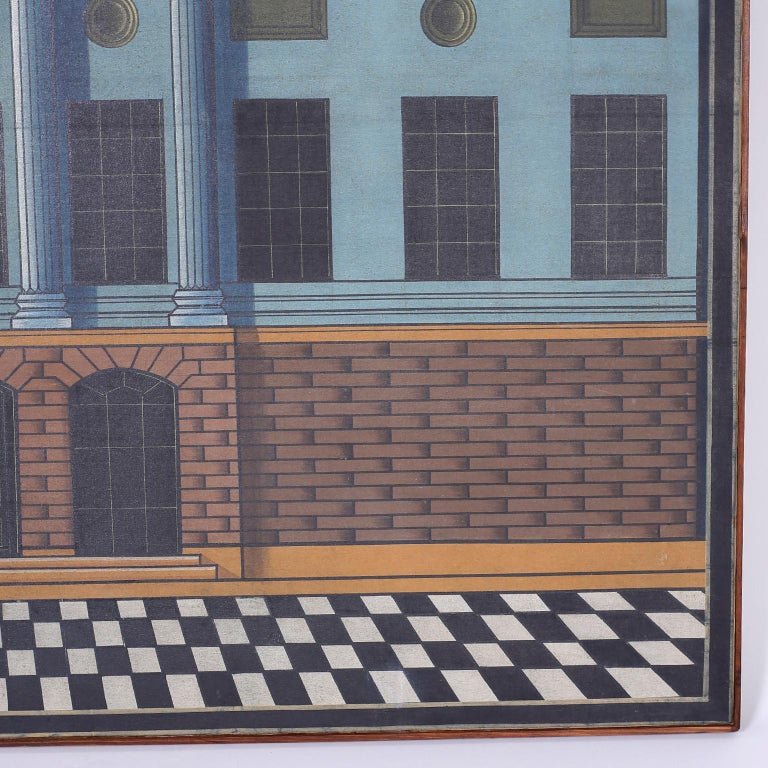 Architectural Acrylic Painting on Canvas For Sale at 1stDibs