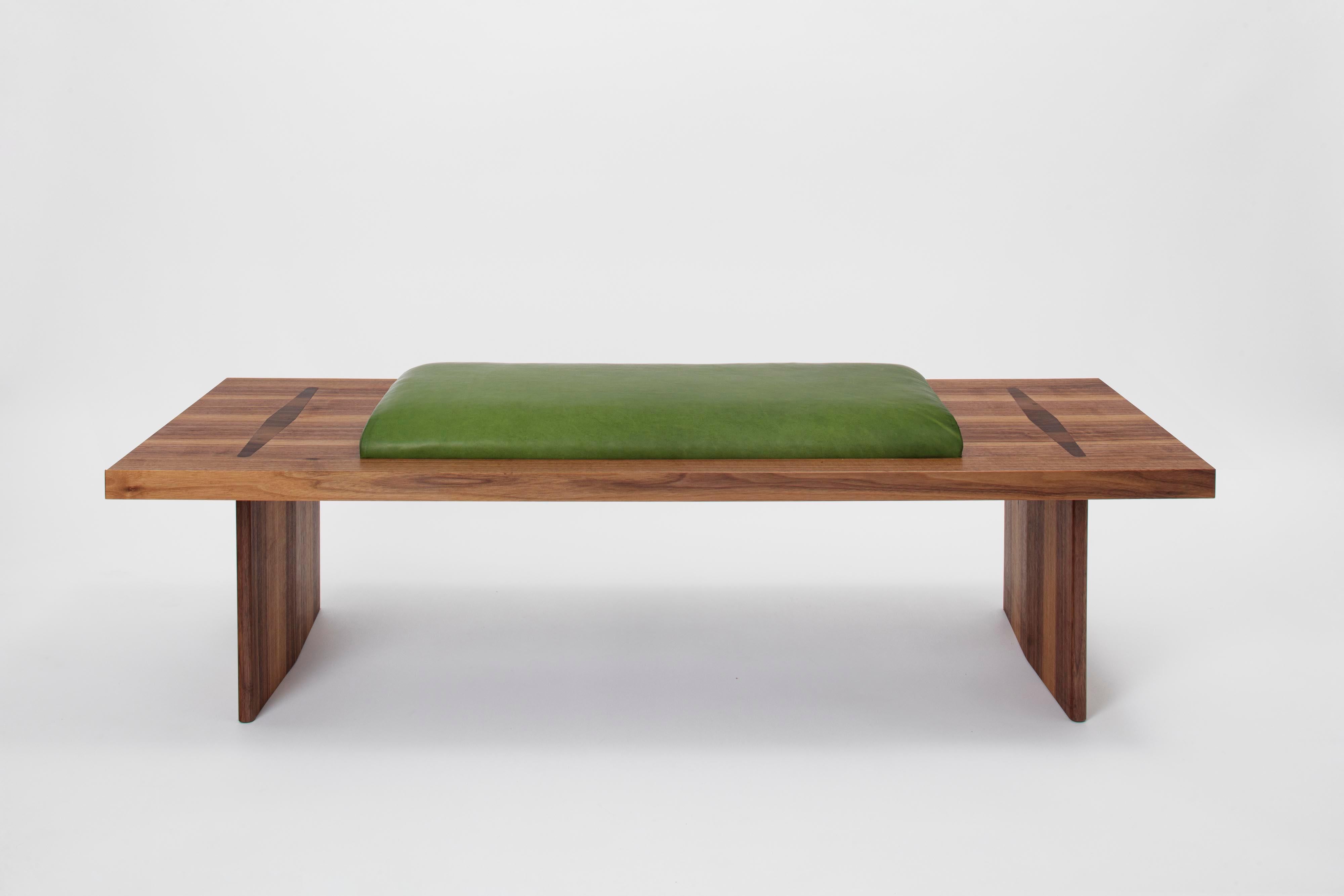 Architectural Bench Made of Walnut with Leather Upholstery by Studio ...