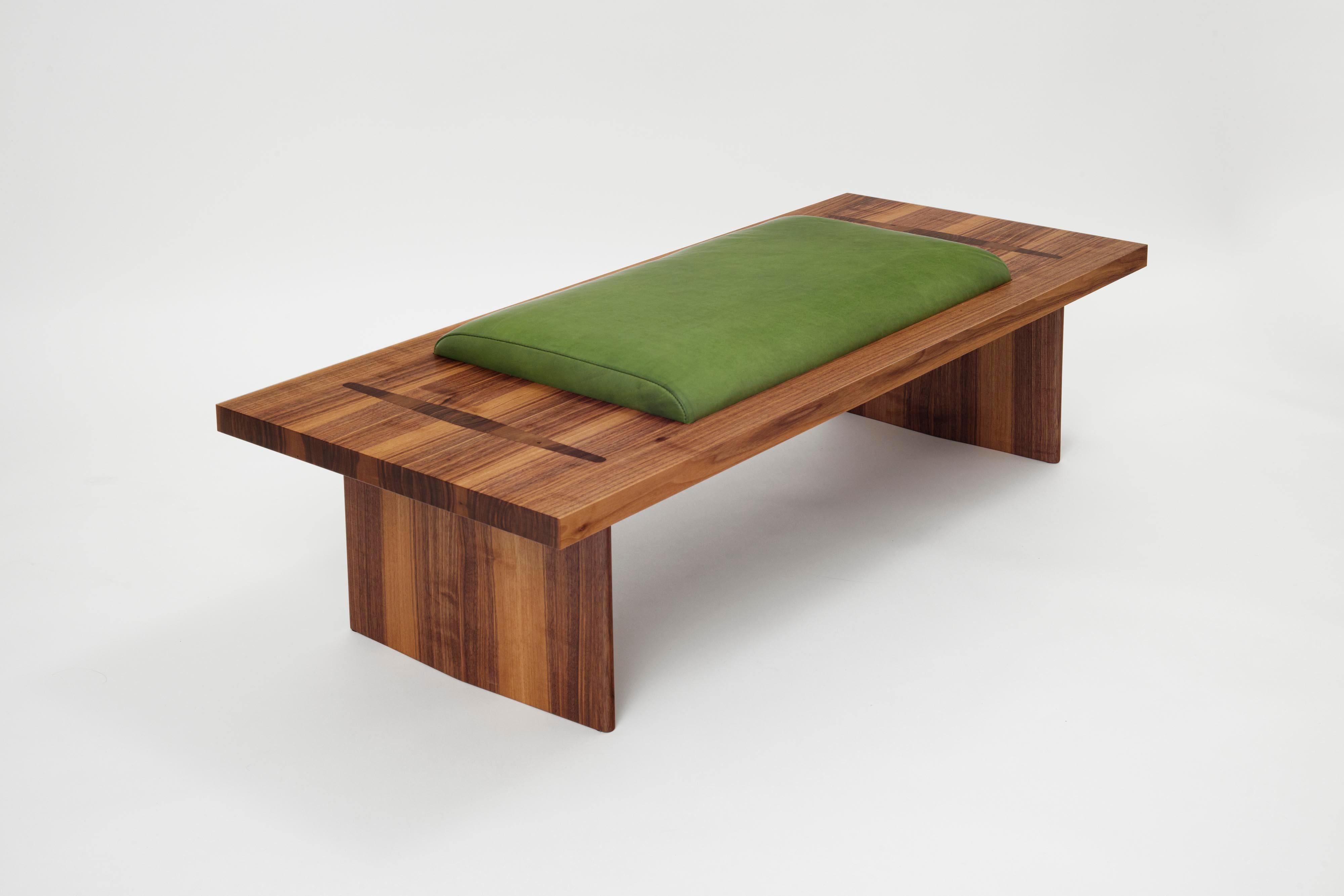 Architectural Bench Made of Walnut with Leather Upholstery by Studio ...