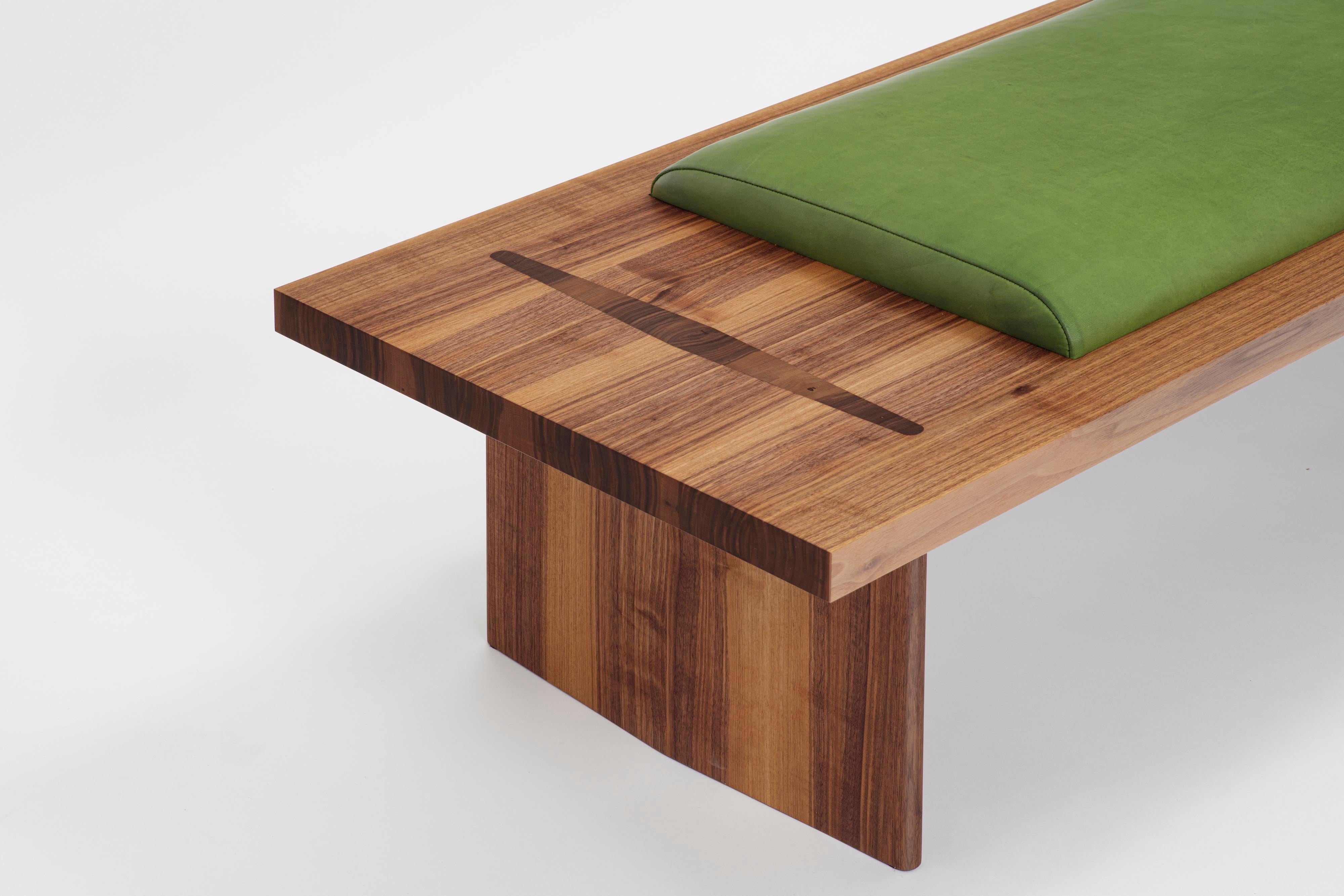 Architectural Bench Made of Walnut with Leather Upholstery by Studio ...