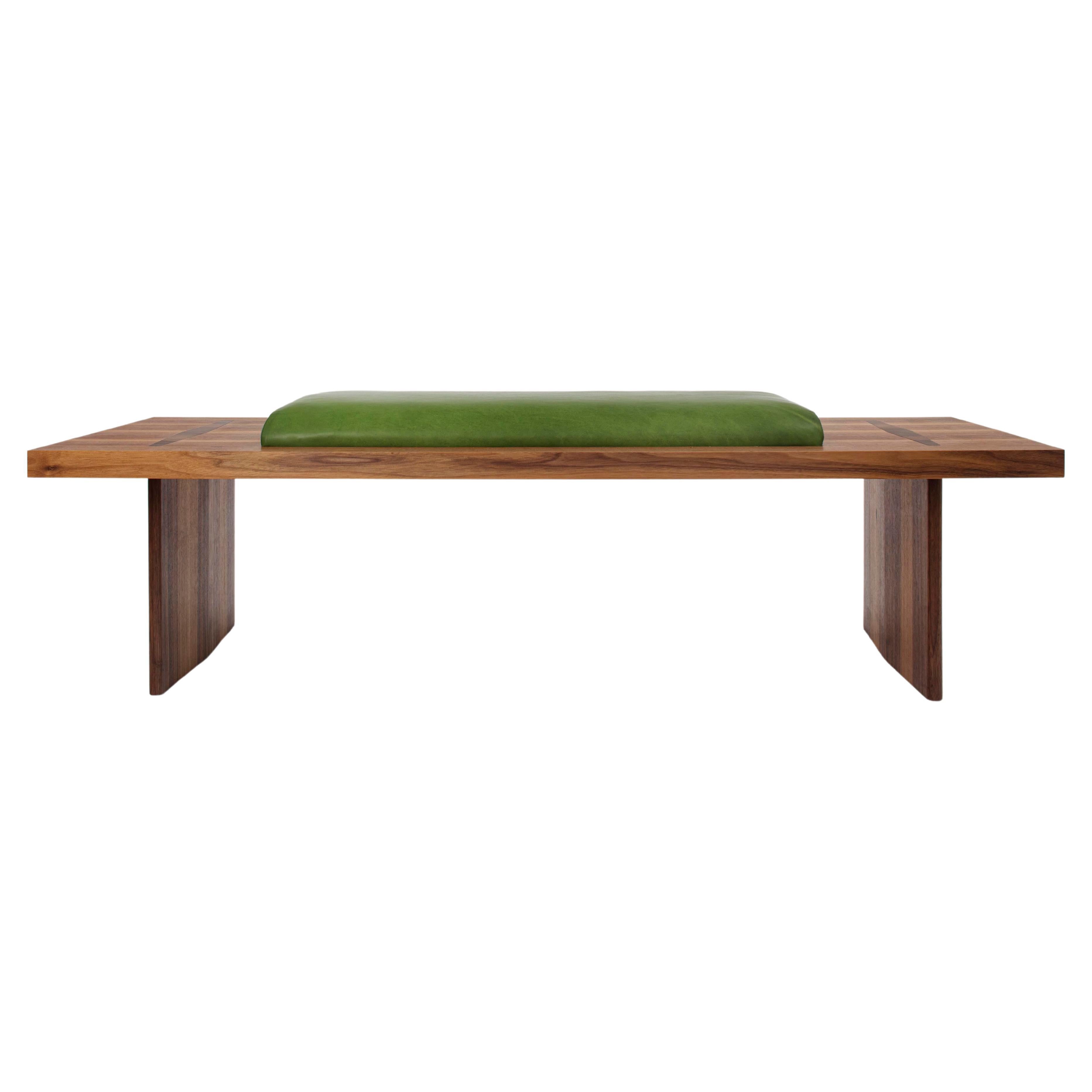 Walnut Courthouse Bench with Leather Upholstery at 1stDibs
