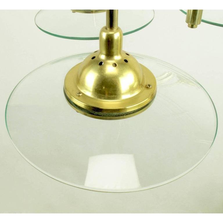 Architectural Brass and Glass Chandelier For Sale at 1stDibs