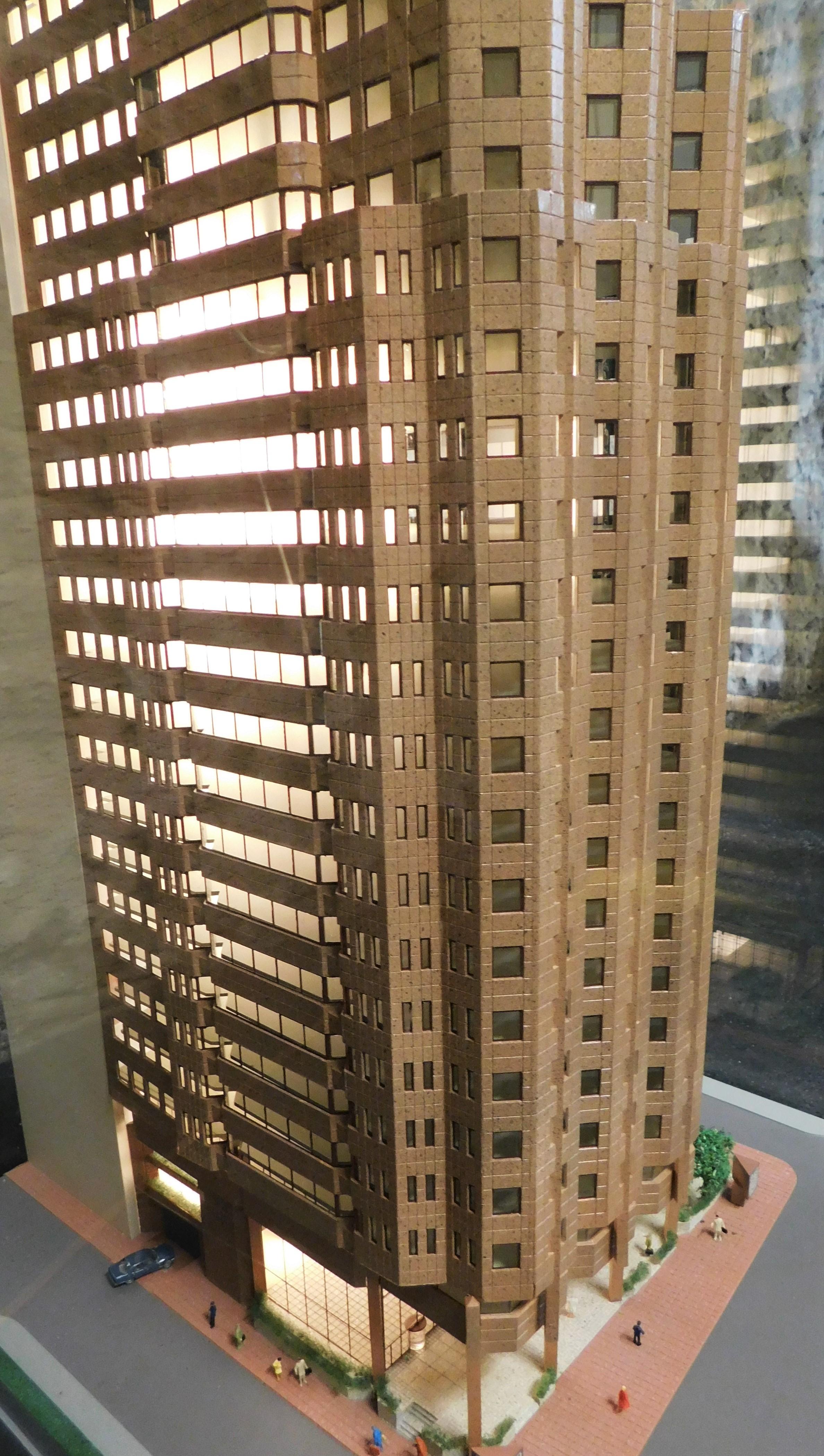 Architectural Building Model with Architecture Sketch Lights Up Lamp at ...