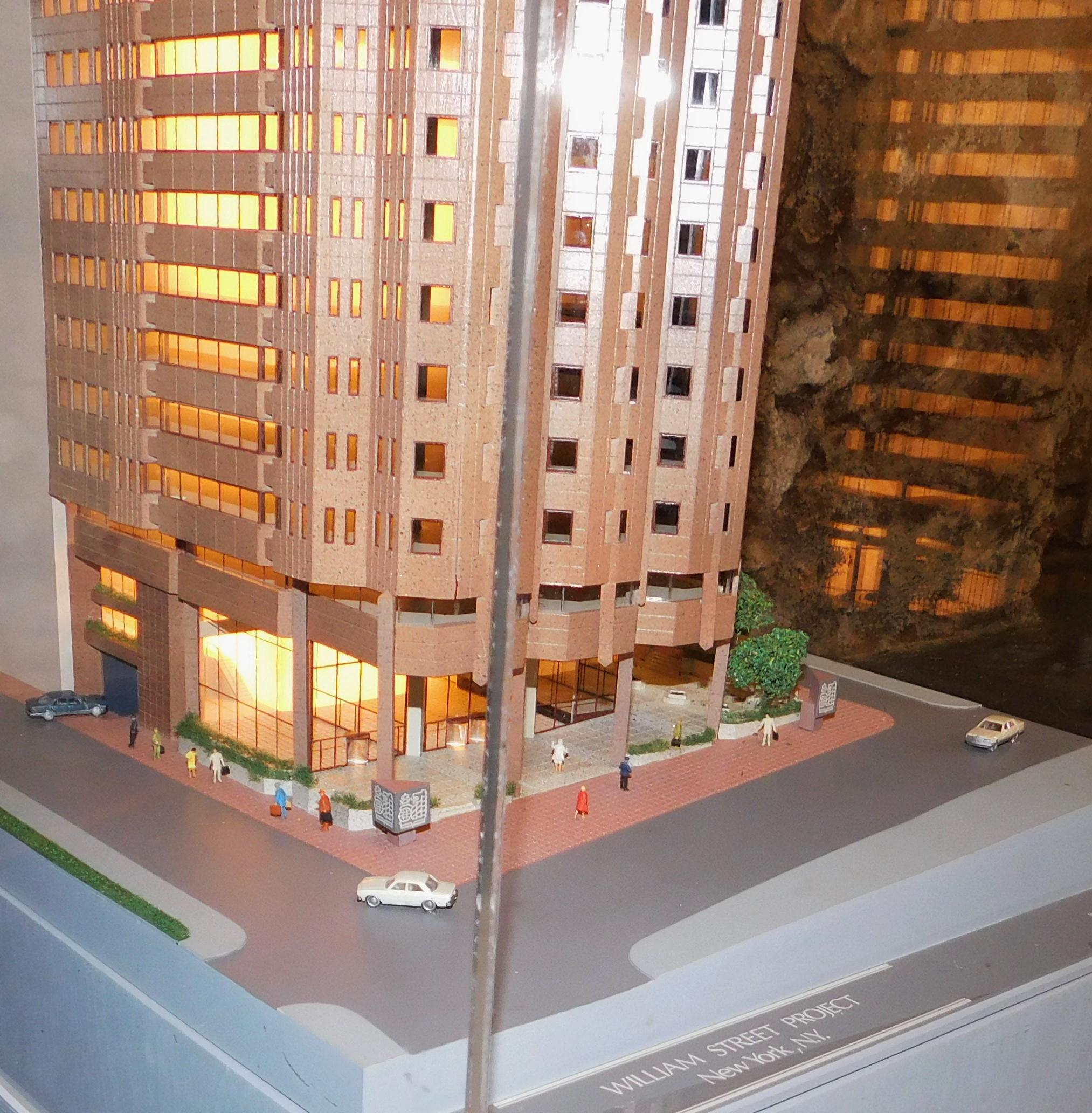 Architectural Building Model with Architecture Sketch Lights Up Lamp at ...