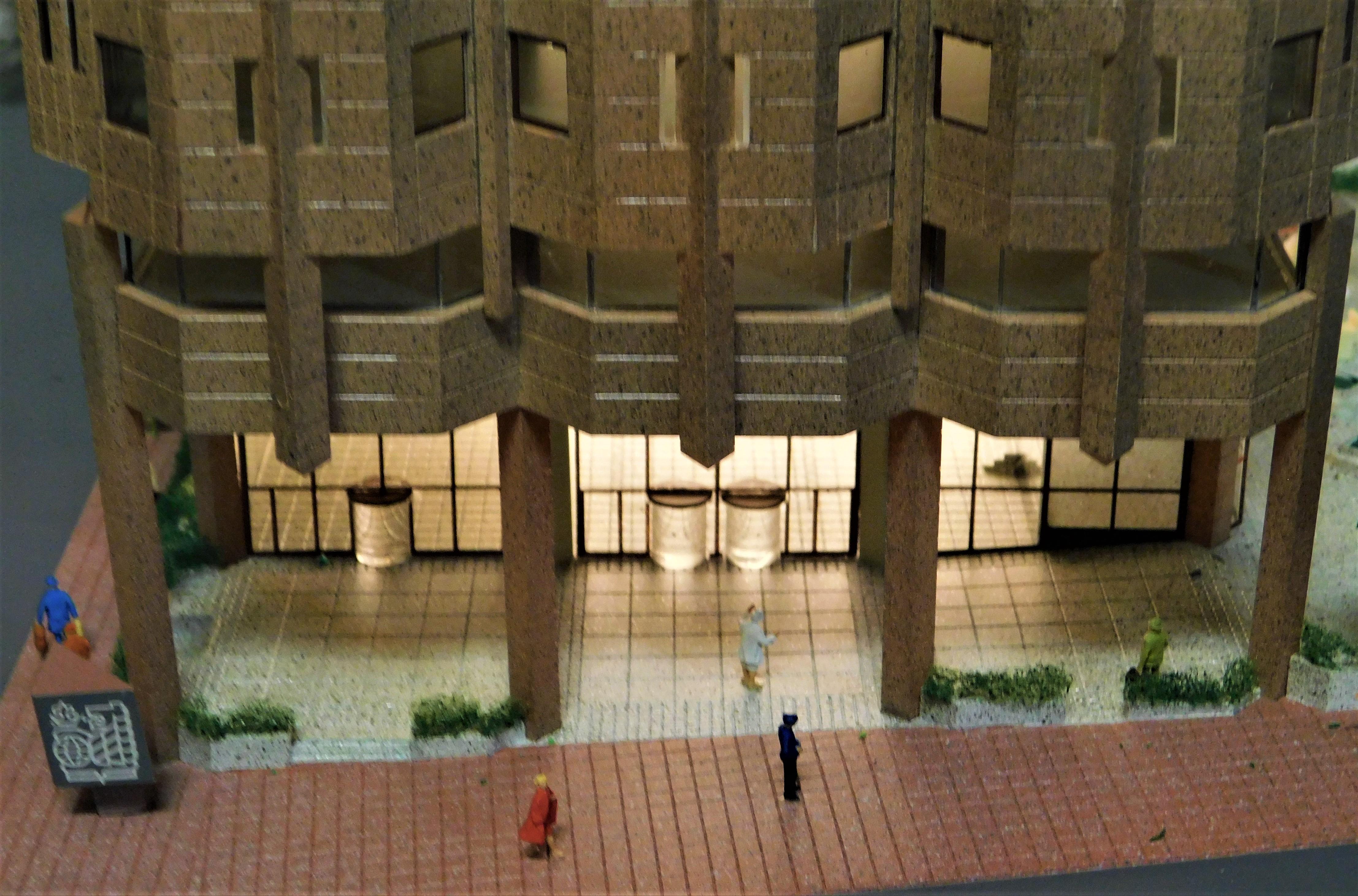 Architectural Building Model with Architecture Sketch Lights Up Lamp at ...