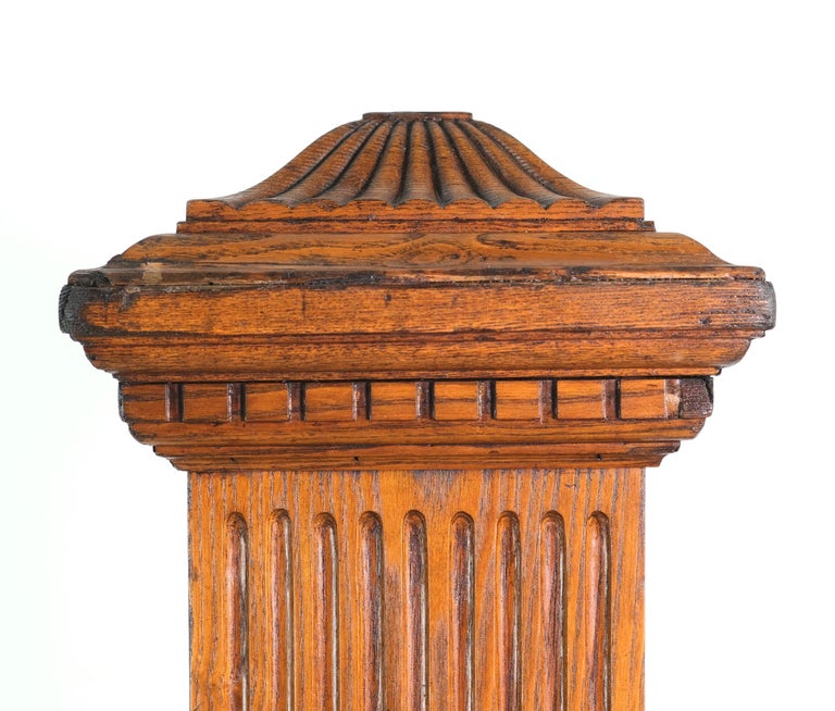 Architectural Carved Oak Staircase Newel Post, Turn of the Century For ...