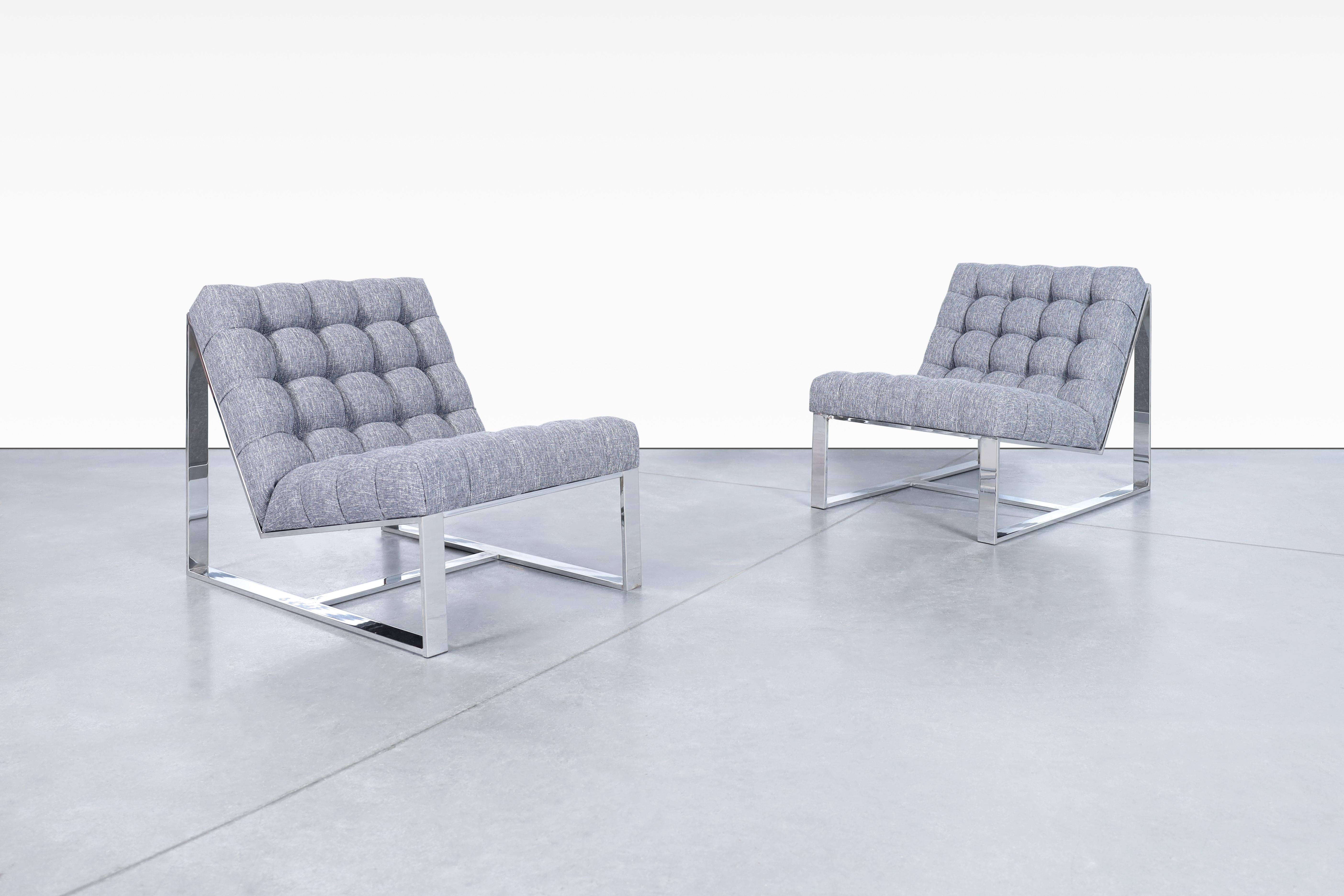 Architectural Chrome "EZ Rider" Lounge Chairs by Milo Baughman for ...