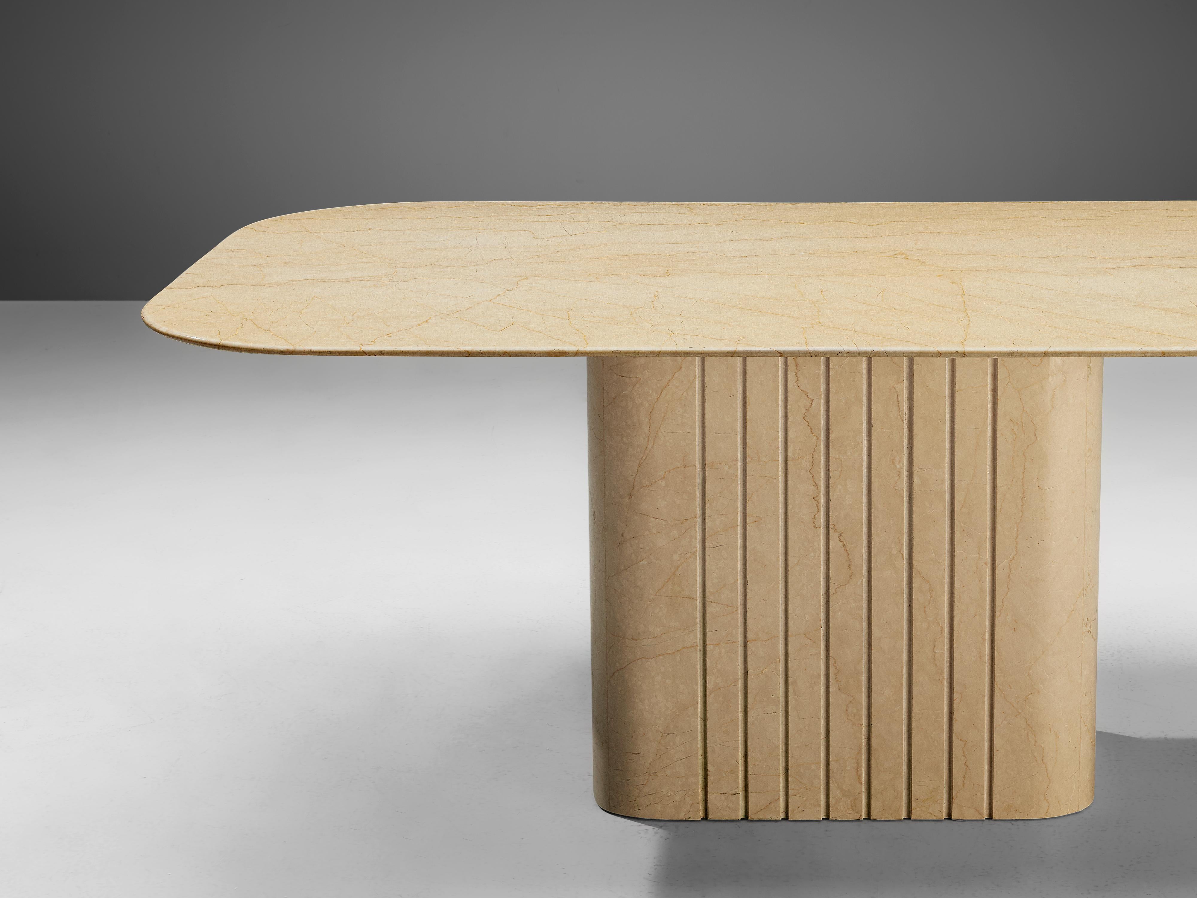 Architectural Dining Table in Travertine For Sale at 1stDibs