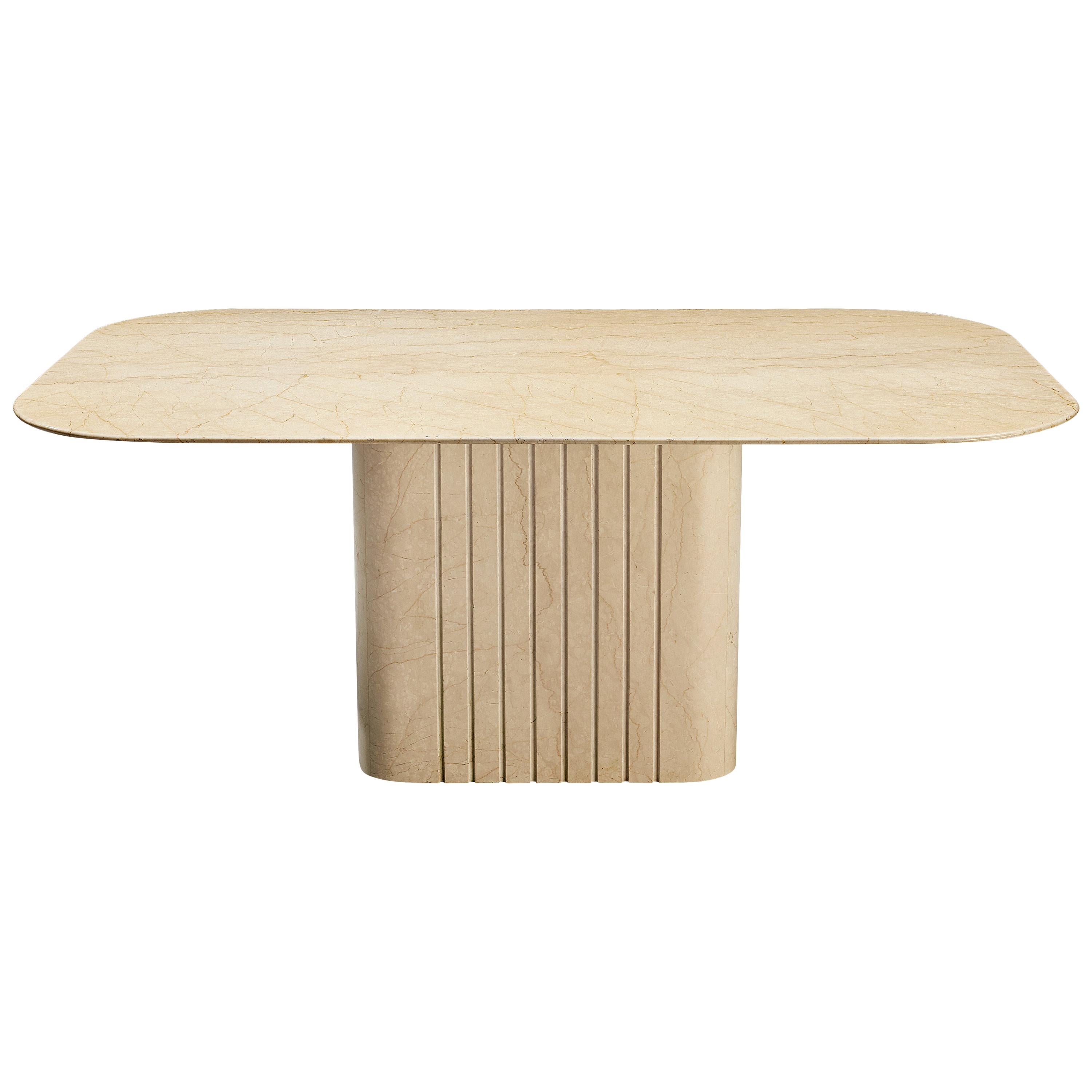 Architectural Dining Table in Travertine For Sale at 1stDibs